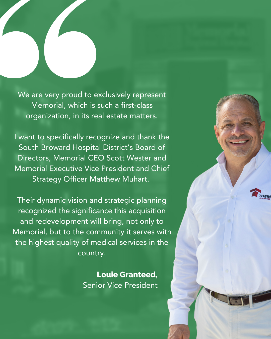 Memorial Hollywood Aquisition - Tobin, Inc.